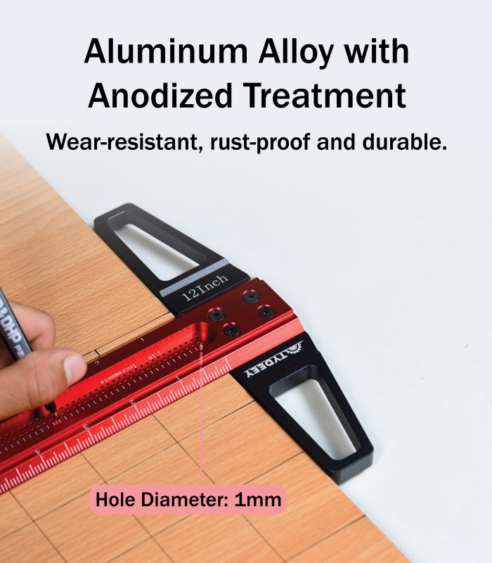 T Square Ruler 12 Inch Woodworking Aluminum Alloy Scriber- Tydeey